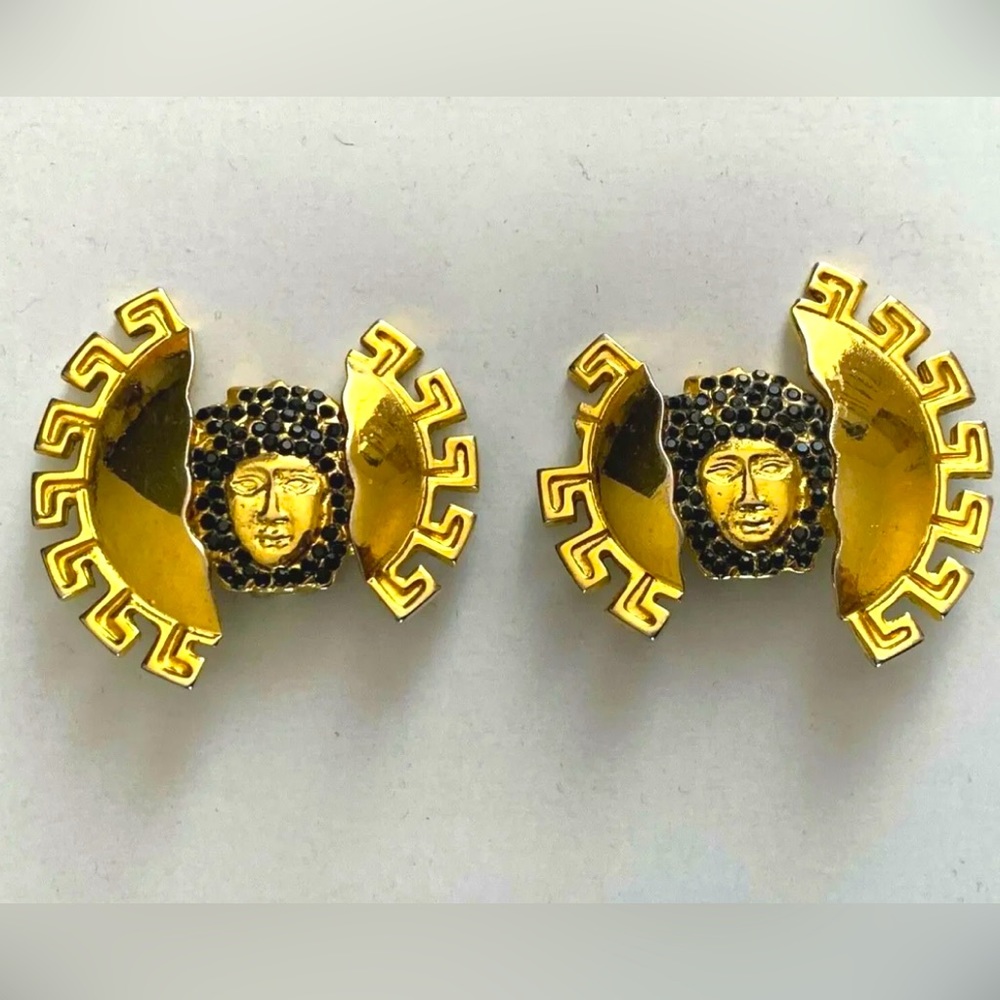 Very Rare Vintage Gianni Versace Clip-On Earrings - G… - Gem